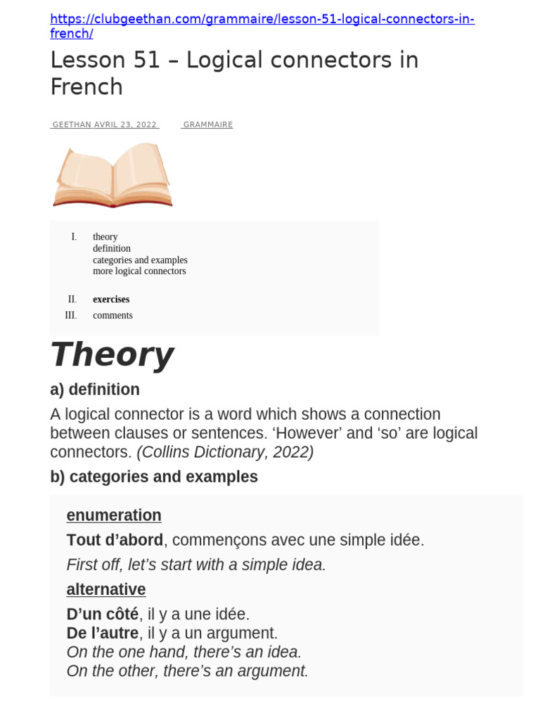 51 Logical Connectors In French Pdf