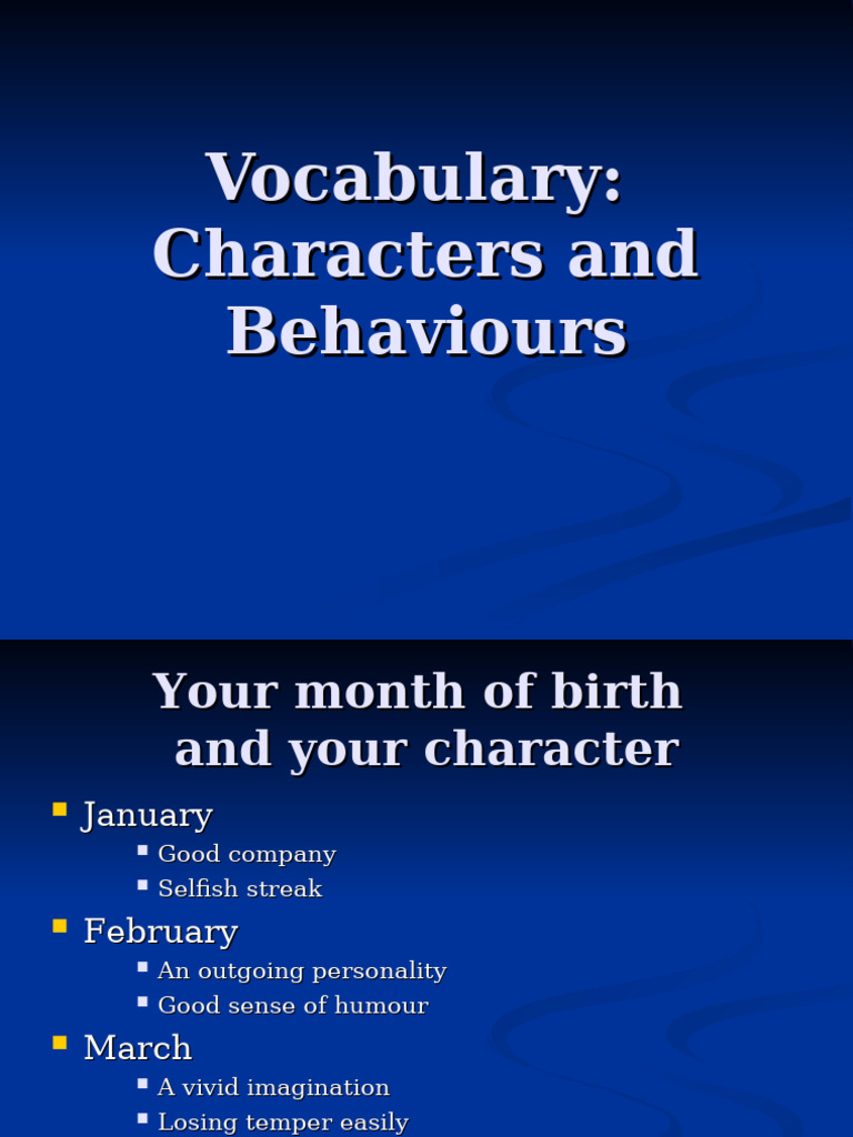 Characters and Behaviour | PDF