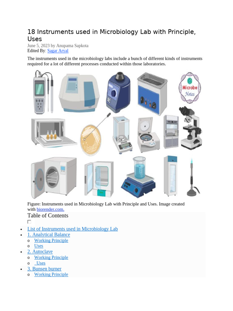 BEST 18 Instruments Used in Microbiology Lab With Principle | PDF
