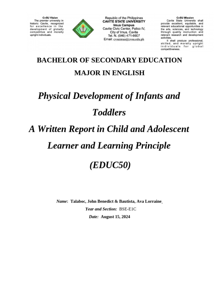 Physical Development of Infants and Toddlers | PDF | Infants | Wellness