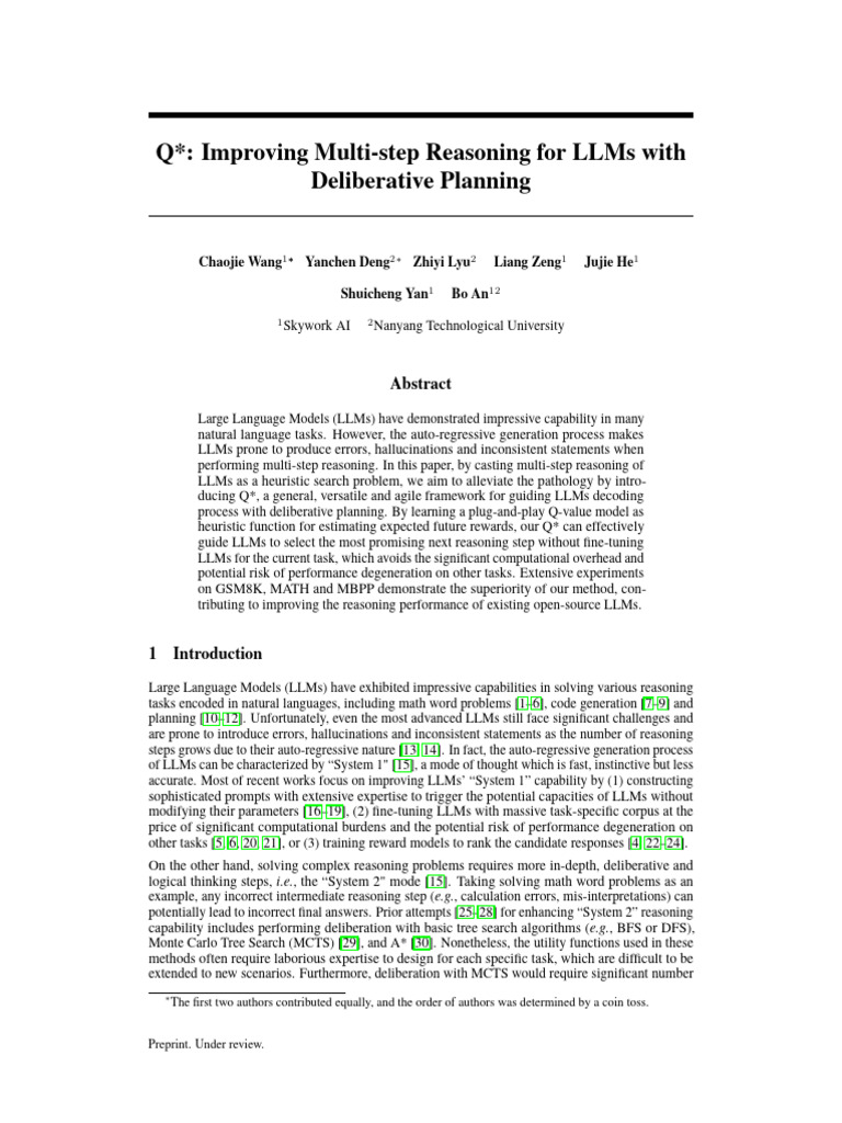QImproving Multi-Step Reasoning For LLMs With Deliberative Planning | PDF