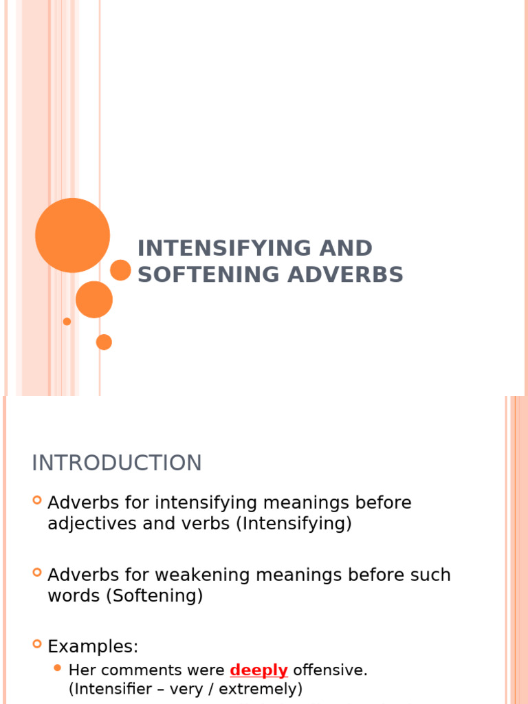 Intensifying and Softening Adverbs | PDF