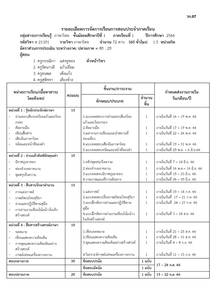 2566 วก07 ไทย M1 | PDF