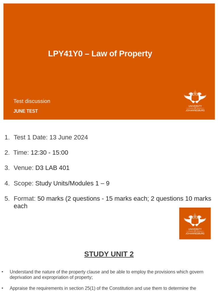 Law of Property Test Discussion (JUNE TEST 2024) | PDF