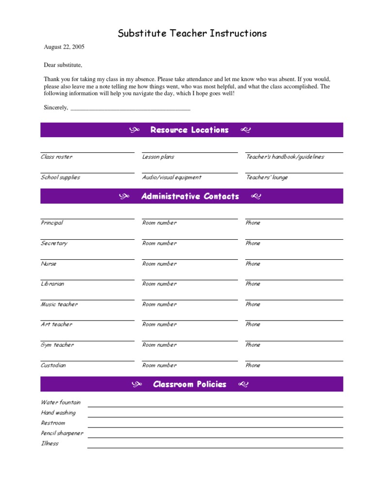 Substitute Teacher Guidelines and Resources | PDF | Career & Growth ...