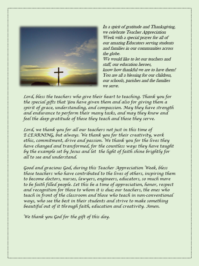 Teacher Appreciation Prayer | PDF