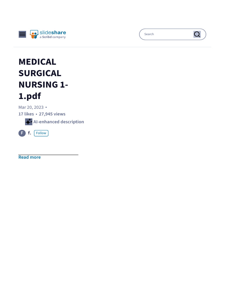 Medical Surgical Nursing 1-1 PDF | PDF
