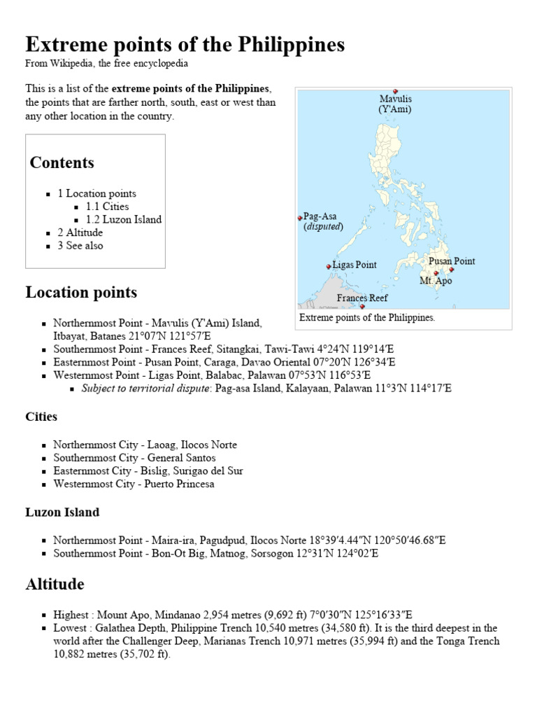 Extreme Points of The Philippines | PDF