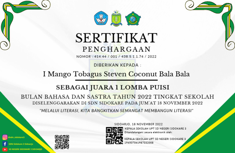 Sertifikat Bulan Bahasa | PDF