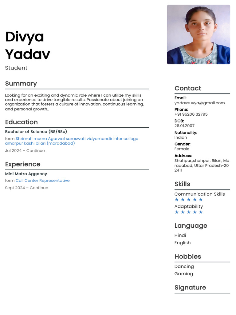 Divya Resume 77 | PDF
