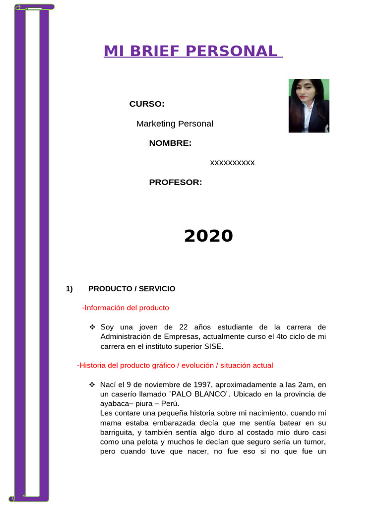 EJEMPLO Brief Personal (1) | PDF