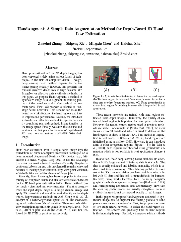 2001.00702v2 HandAugment A Simple Data Augmentation Method For Depth-Based 3D Hand Pose ...