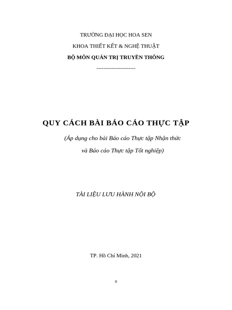 (QTTT) - QUY CACH BAO CAO THUC TAP (Final) - Ver 2 | PDF