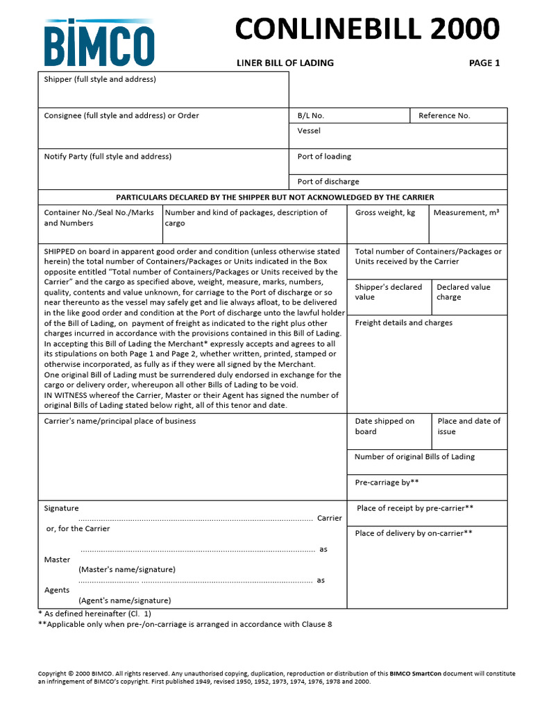 Sample Copy Conlinebill 2000 | PDF