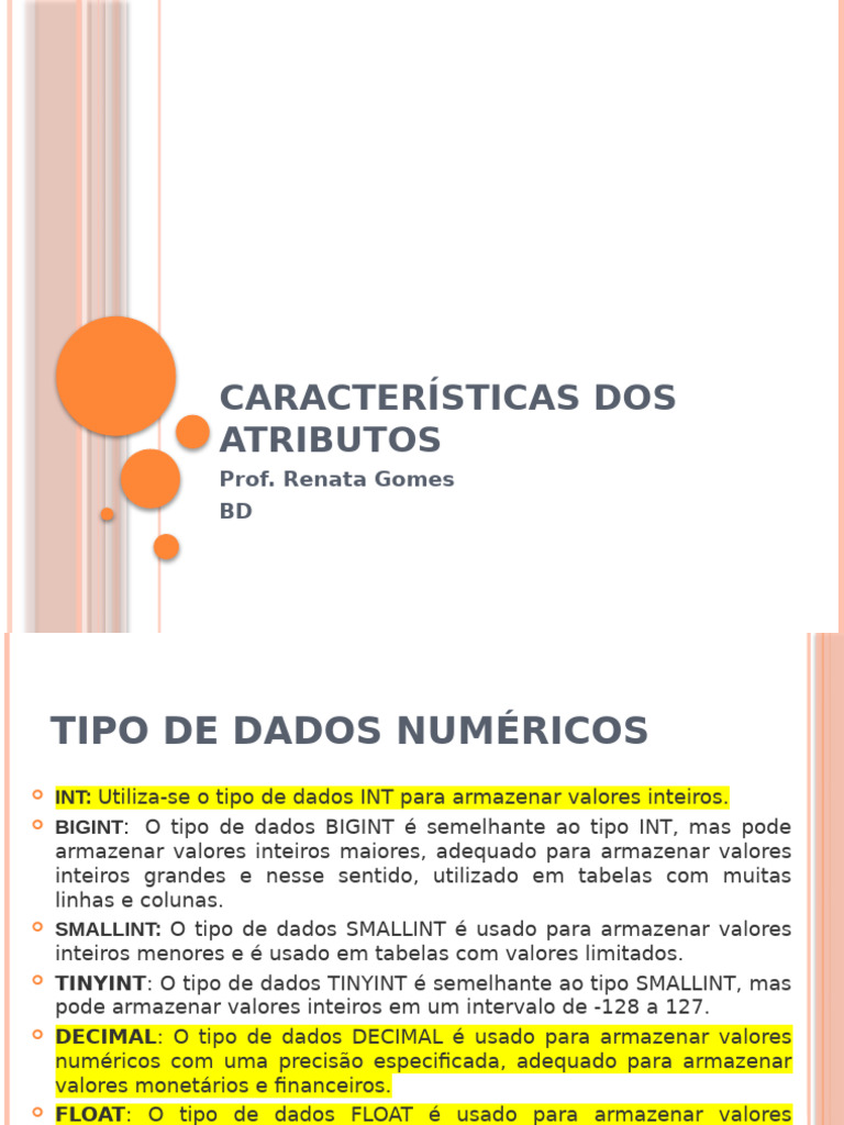 características dos atributos | PDF