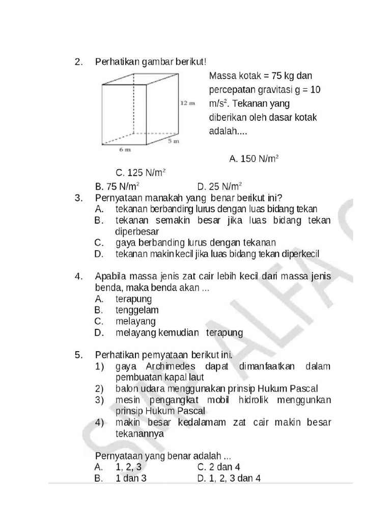 Latihan Soal Tekanan SMP 9 | PDF
