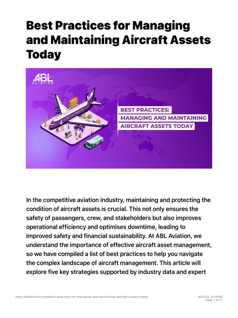 Best Practices For Managing and Maintaining Aircraft Assets Today | PDF