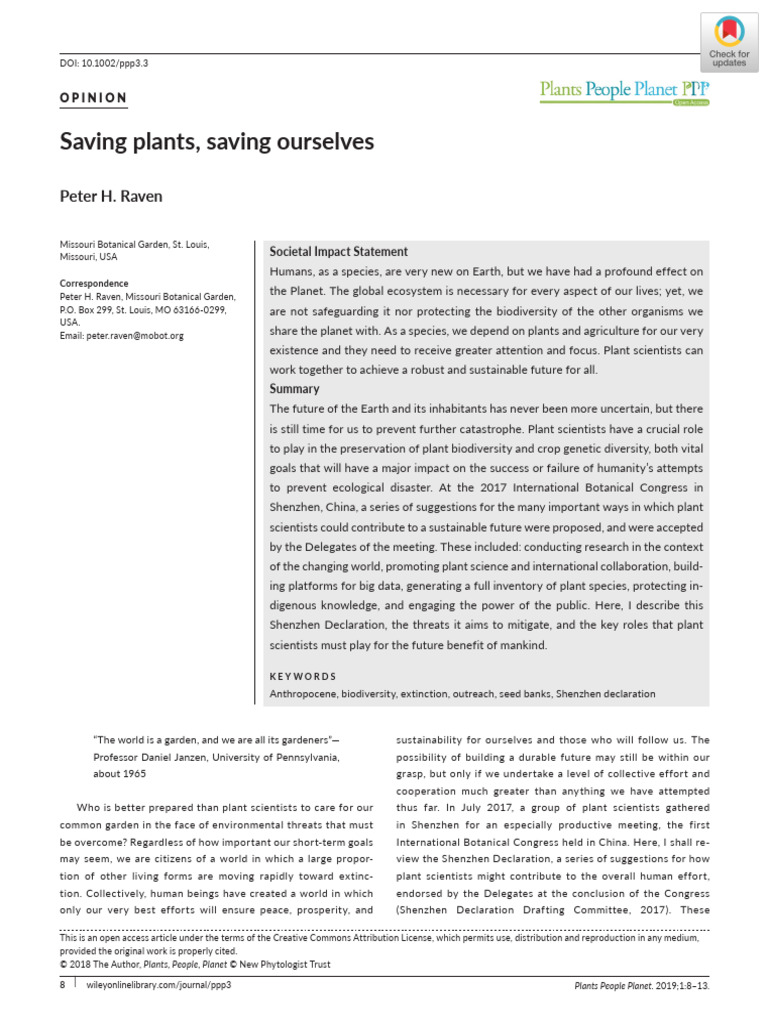 Saving Plants Saving Ourselves | PDF