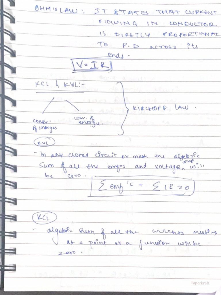 KCL - KVL - Notes Class | PDF