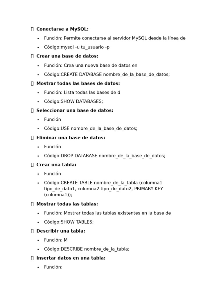 Codigos Mysql Bases de Datos | PDF