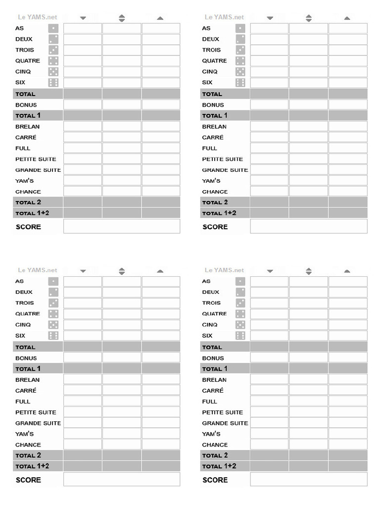 Grille Yams Complexe Chance Normal | PDF