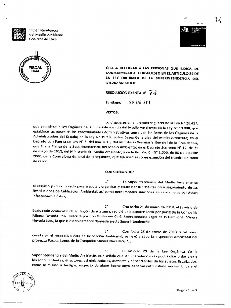 Resolución Exenta N°74 SMA | PDF
