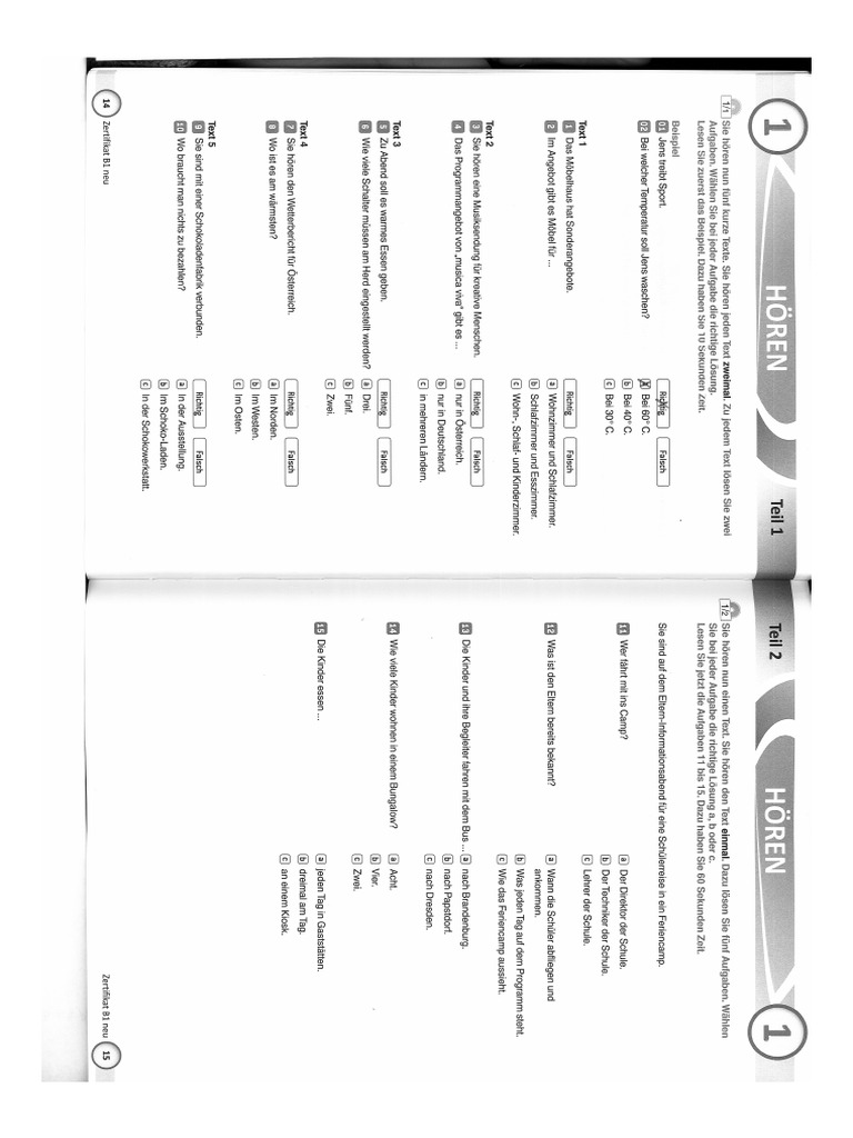 Zertifikat - B1 - Neu - 15 - Übungsprüfungen Goethe | PDF