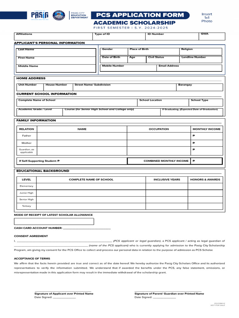 Pcs Application Form (Academic) v2 - 1st Sem Sy 24-25 - Tayshaun Prince Macaspac | PDF