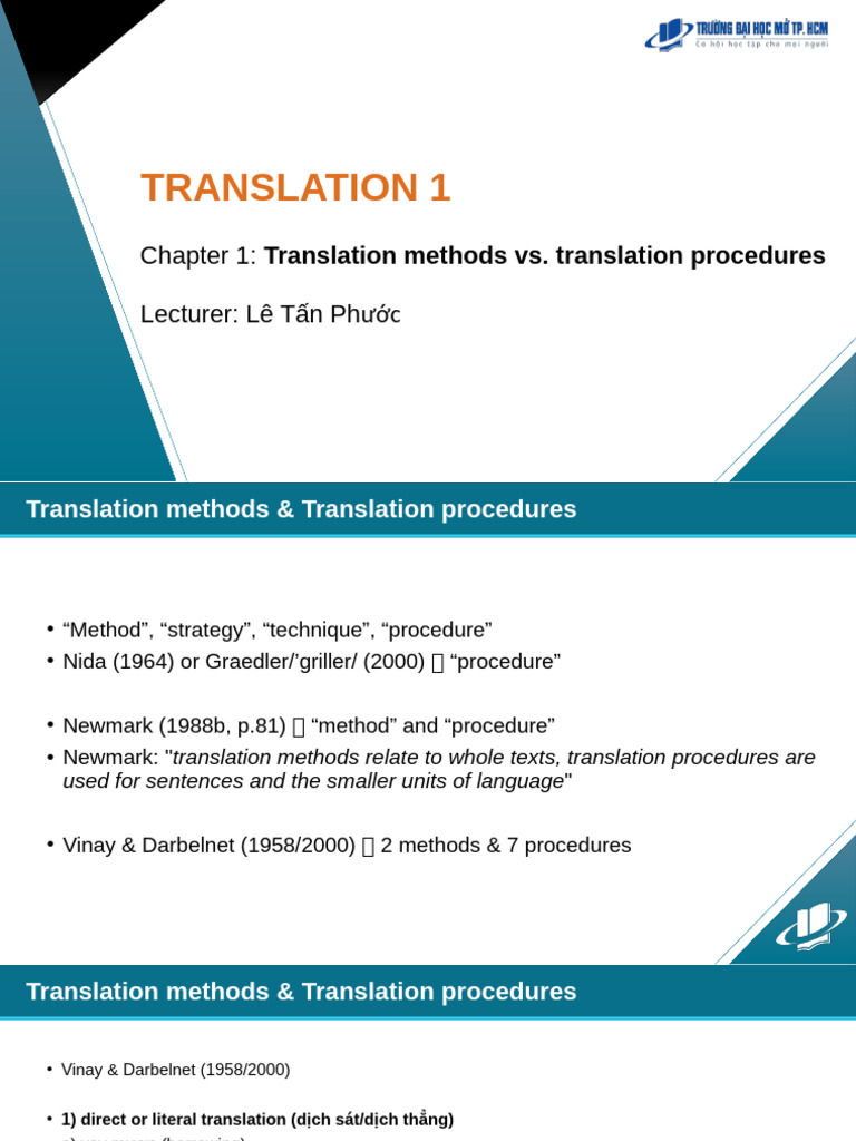 LD1-C1.1 - Translation Methods vs. Translation Procedures | PDF