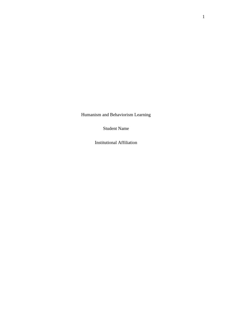 Humanism and Behaviorism Learning | PDF