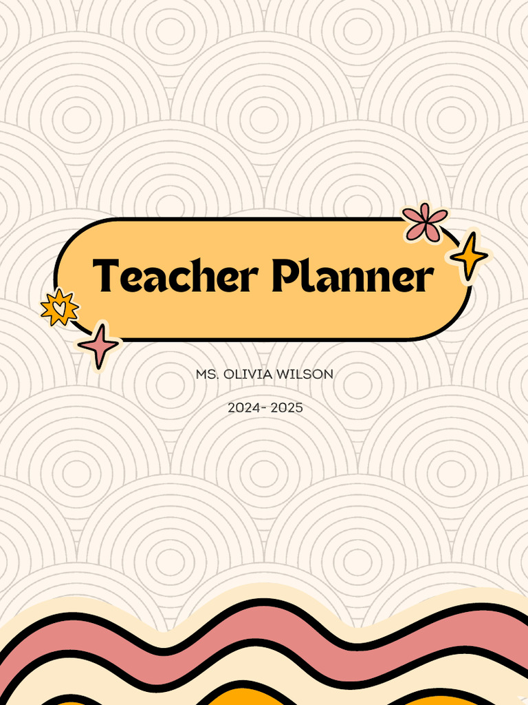 Teacher Planner in Cream and Yellow Retro Style | PDF