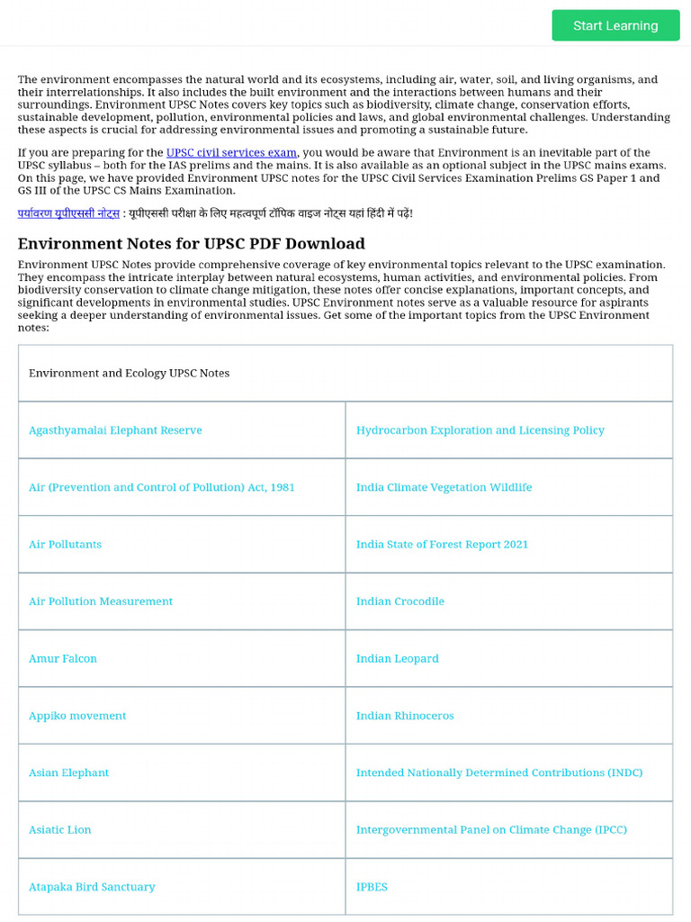 Environment UPSC Notes_ Download Environment Notes for UPSC | PDF