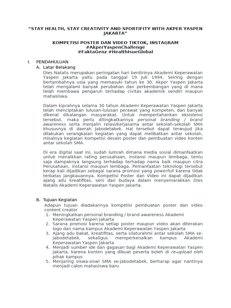 Proposal Poster Dan Konten Video | PDF | Bisnis | Seni