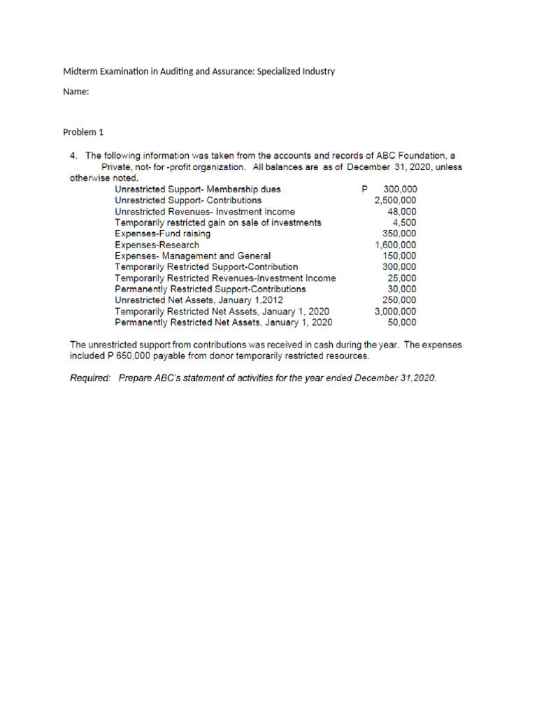 Midterm Examination in Auditing and Assurance | PDF
