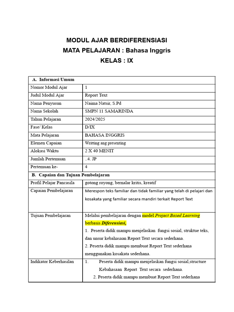 Modul Ajar Bing | PDF