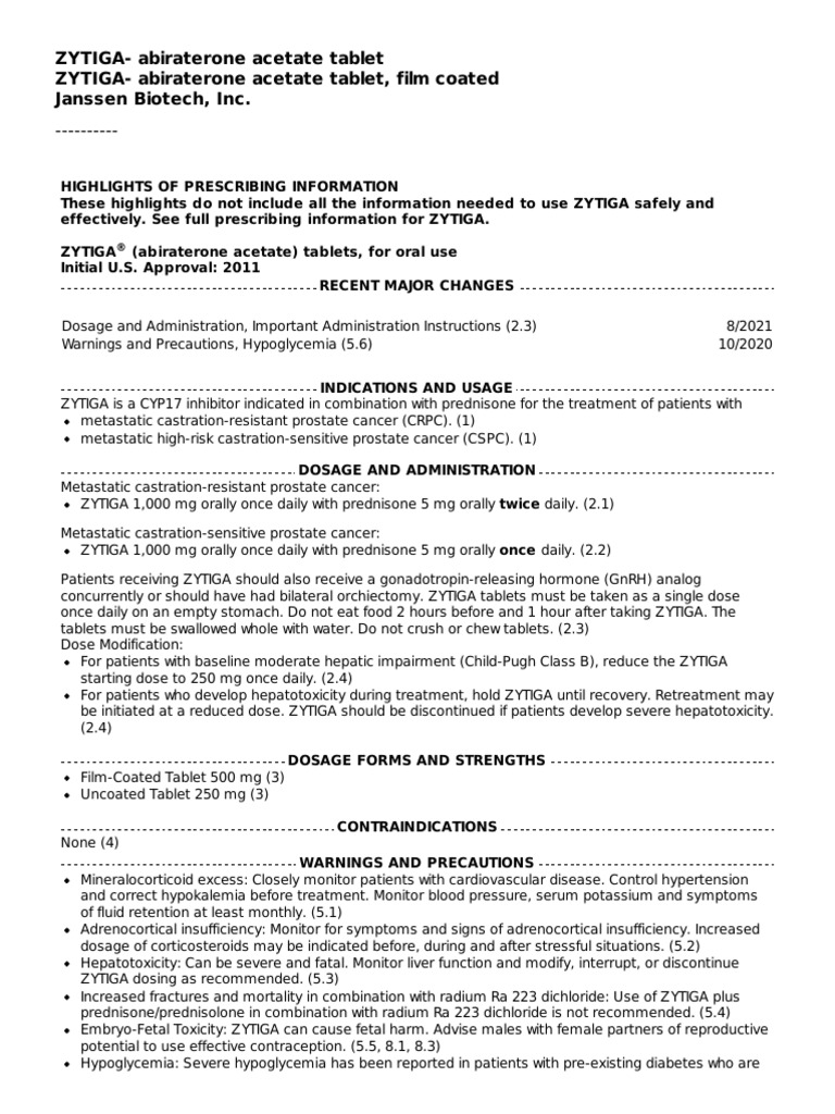 ZYTIGA-abiraterone Acetate Tablet ZYTIGA - Abiraterone Acetate Tablet ...