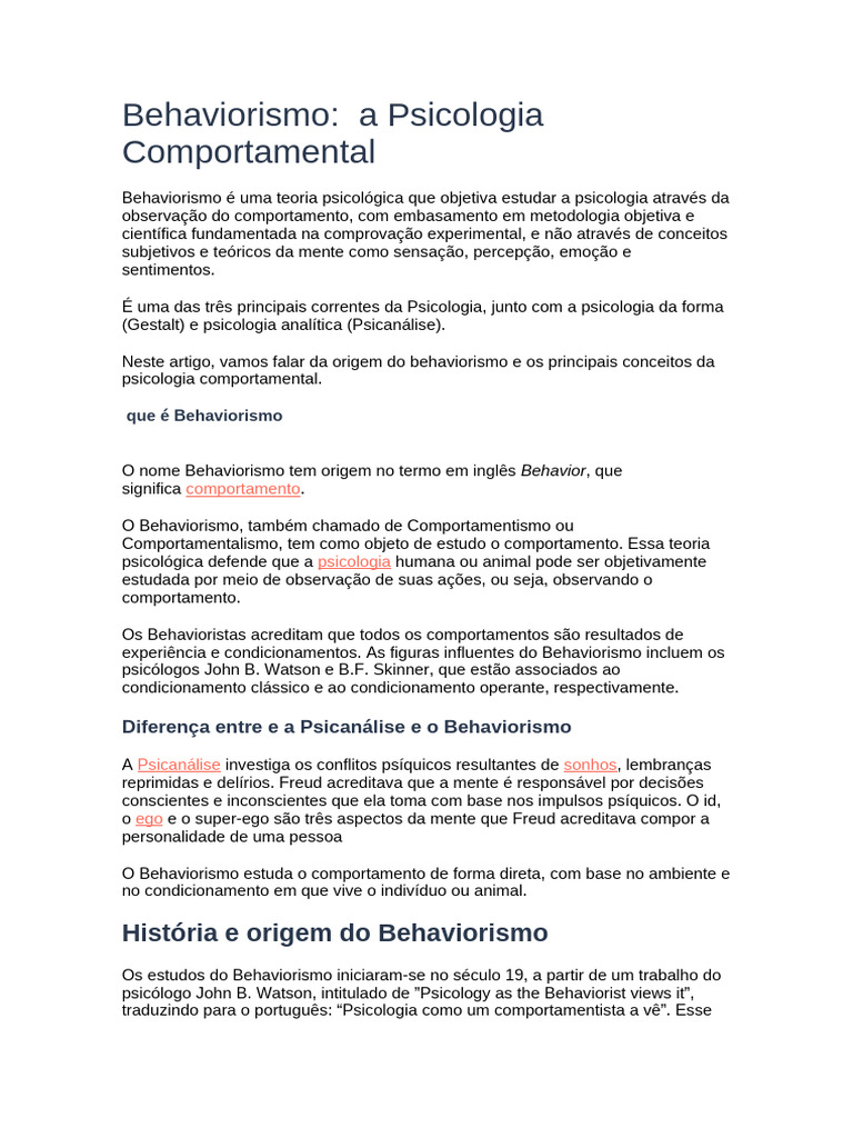 Behaviorismo (1) Aula L | PDF