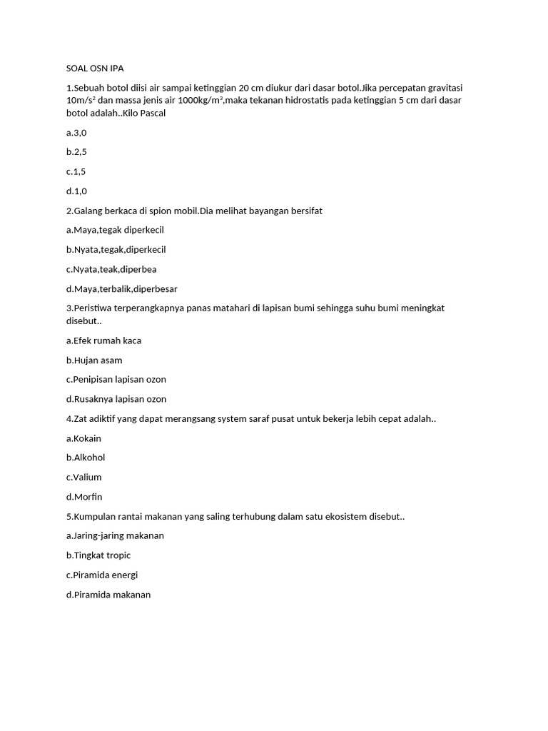 Soal Osn Ipa | PDF