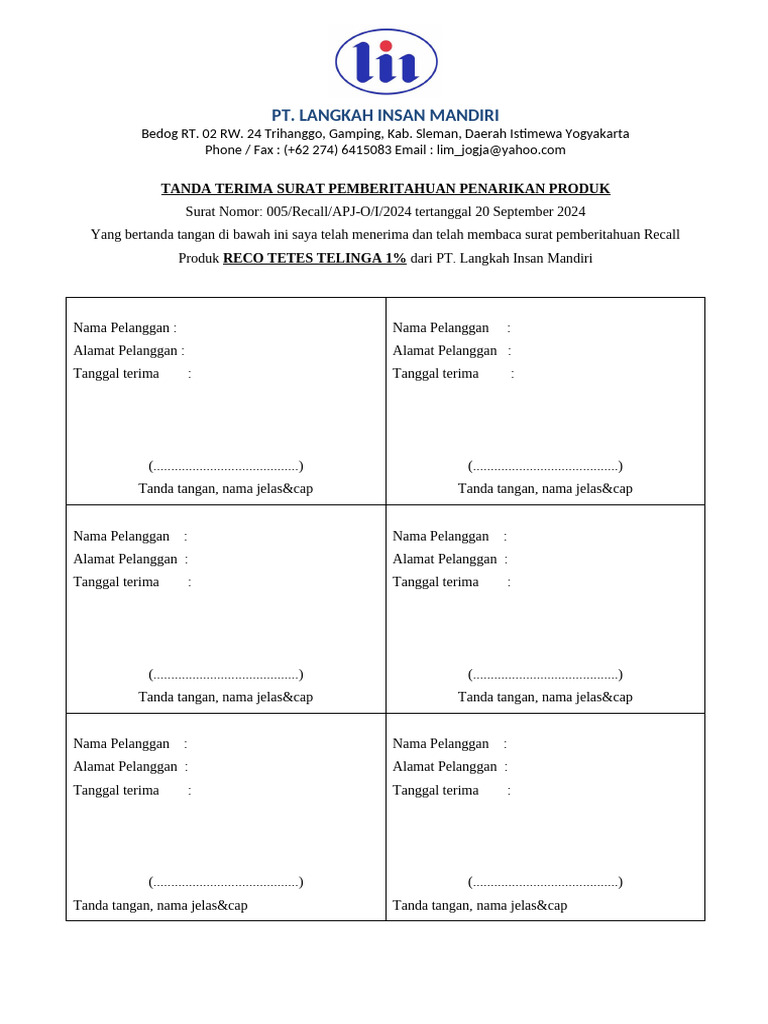 SURAT PENARIKAN RECO TT LIM | PDF