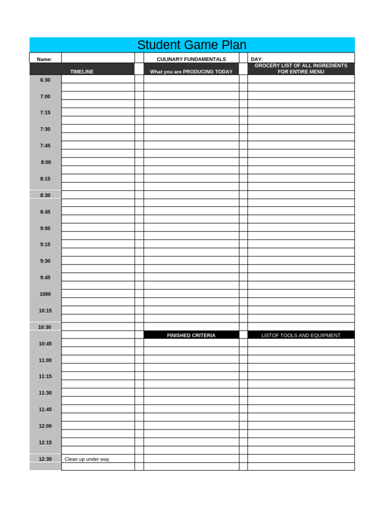 Game Plan Template | PDF
