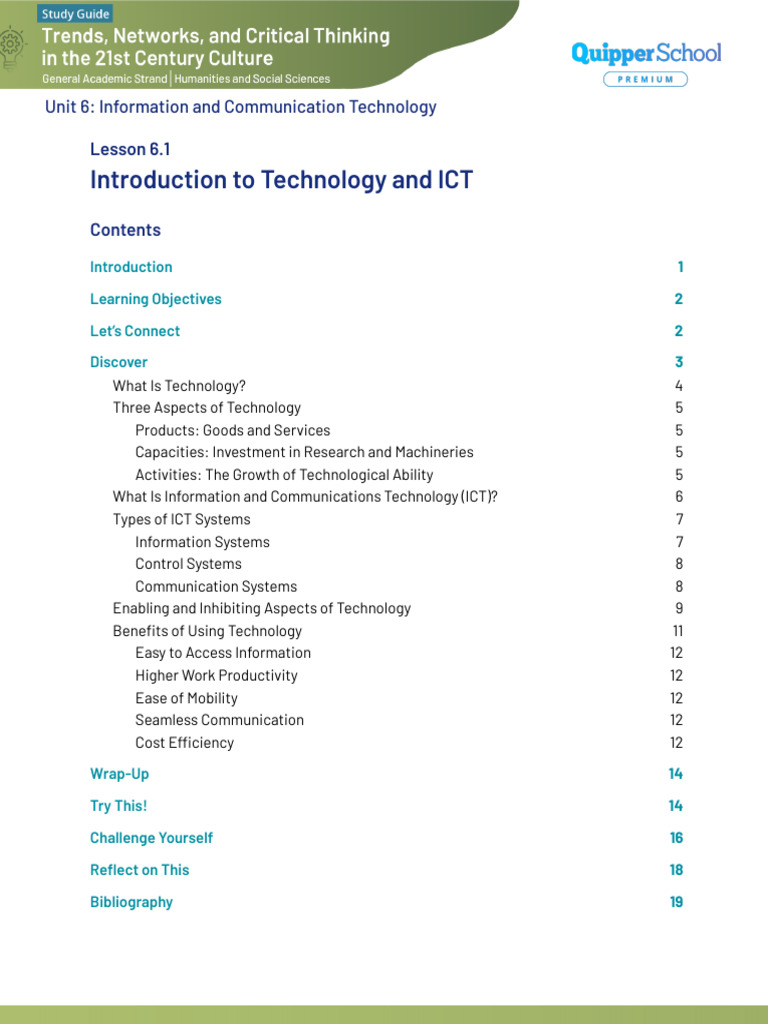 TNT_12_Q2_0601_SG_Introduction to Technology and ICT | PDF