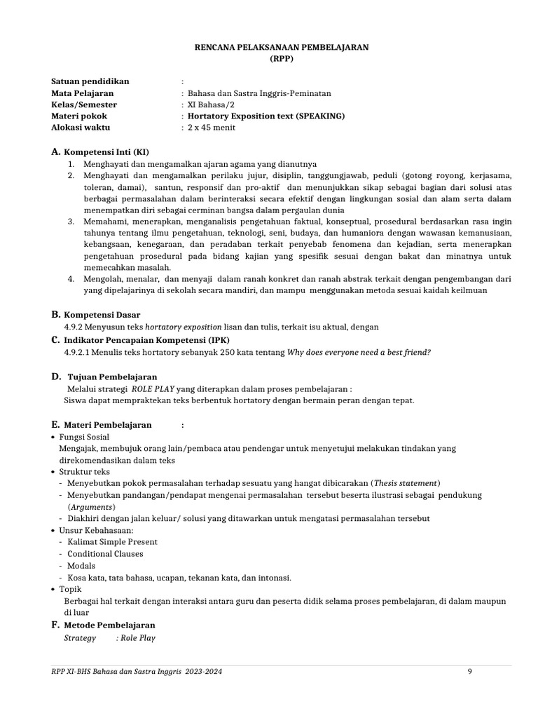 RPP Hort Speak | PDF