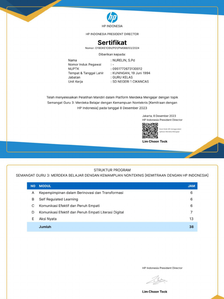 Sertif Semangat Guru 3 | PDF