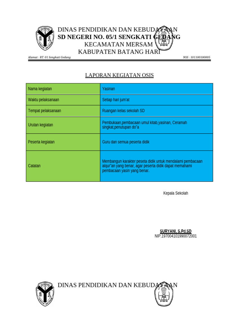 Laporan Kegiatan Osis | PDF