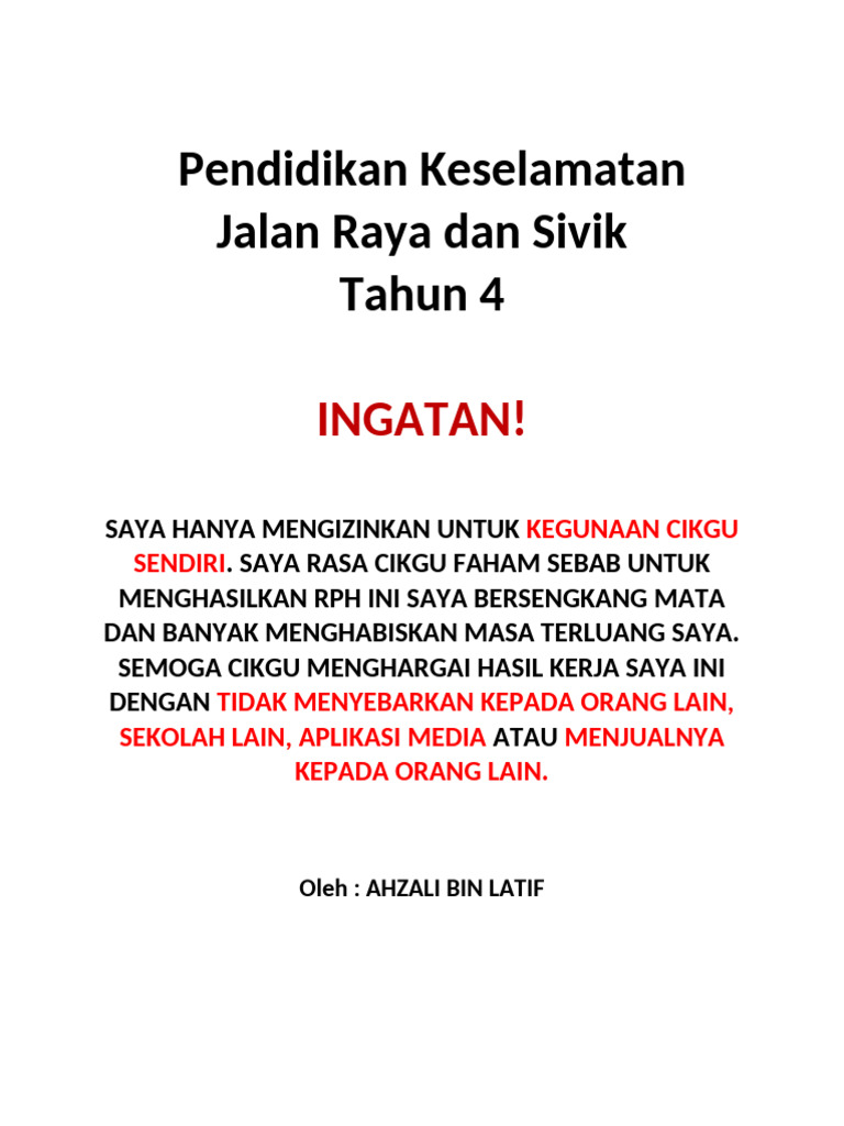 RPH (R) PKJR Sivik TH 4 2024 2025 | PDF