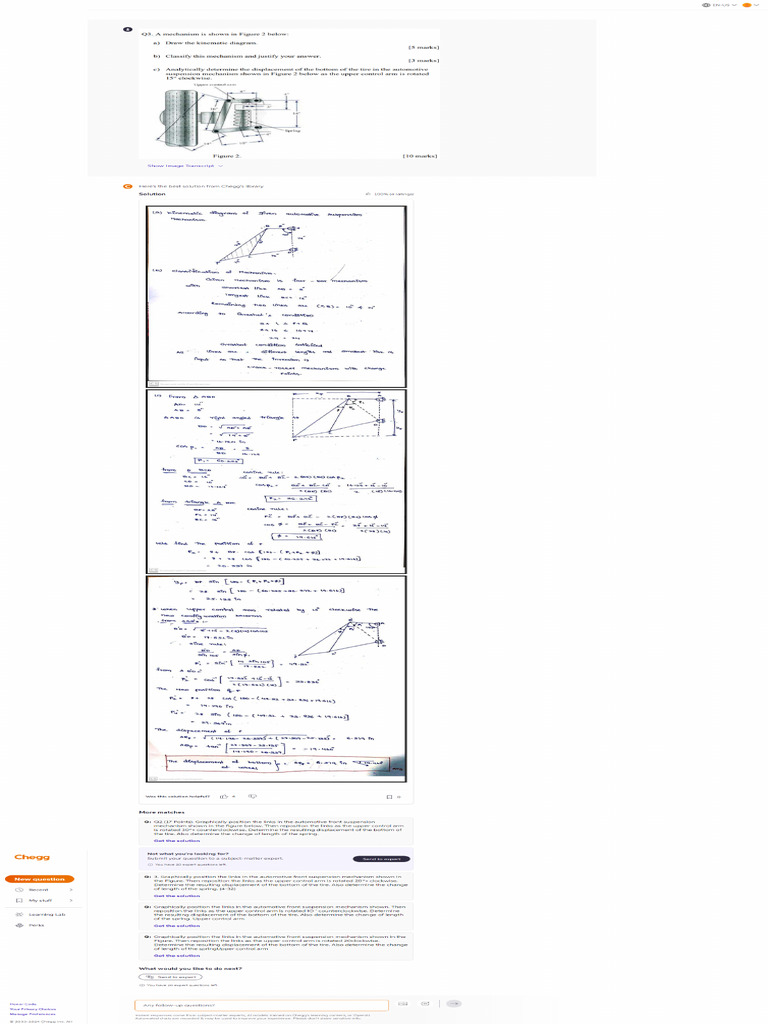 Screencapture Chegg Homework Help Questions and Answers q3 Mechanism Shown Figure 2 Draw ...