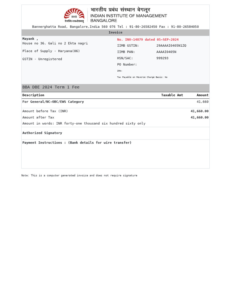 Invoice INV 14879 | PDF
