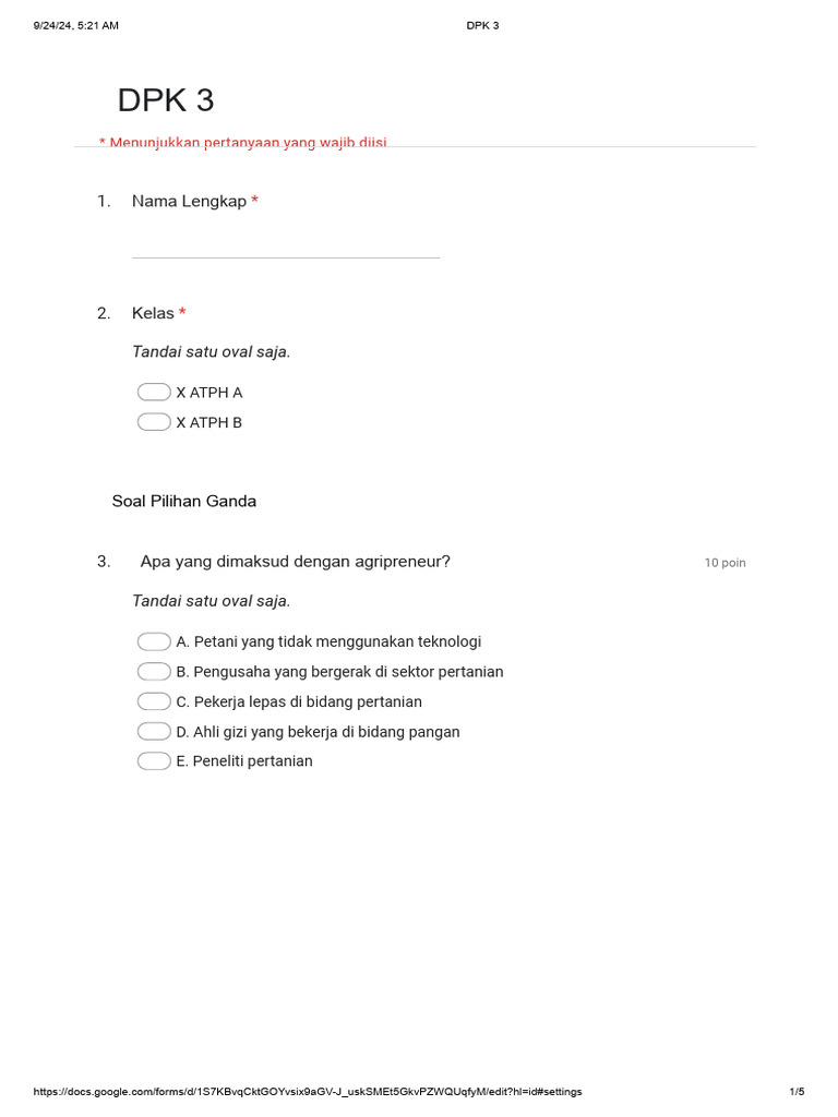 DPK 3 - Google Formulir | PDF