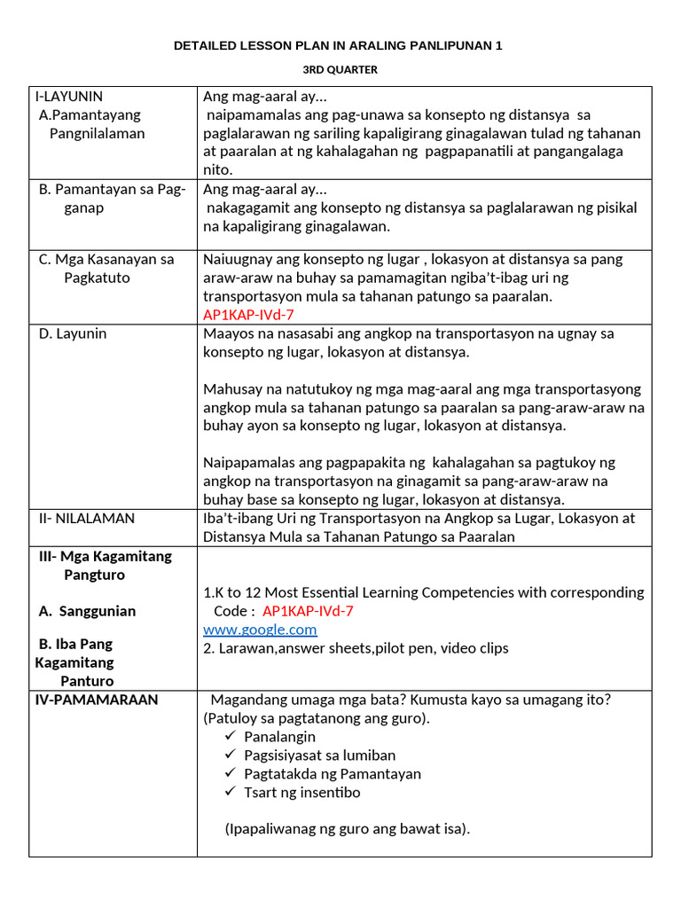 Detailed Lesson Plan in Arpan 1 | PDF