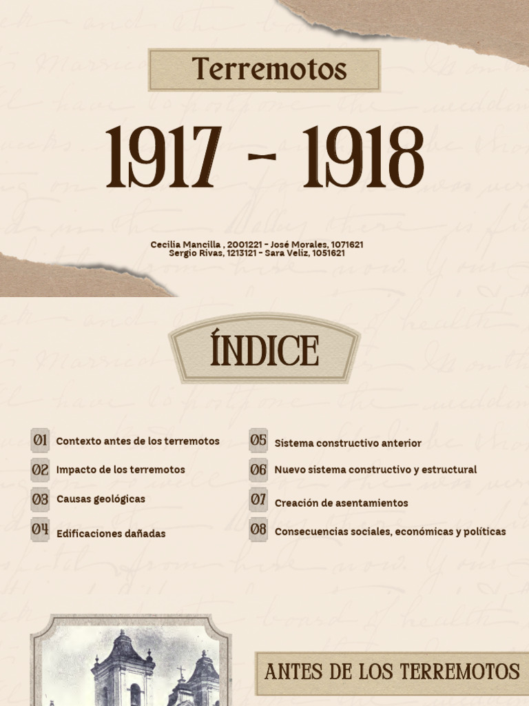Presentacion Terremotos 1917 - 1918 | PDF